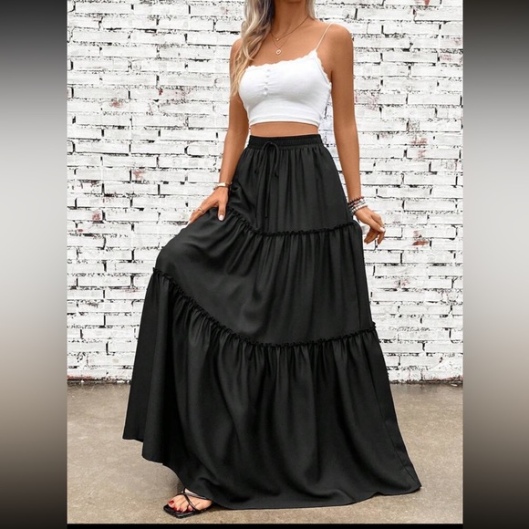 BellanBlue | Skirts | Plus Frill Tiered Drawstring Waist Maxi Skirt | Poshmark